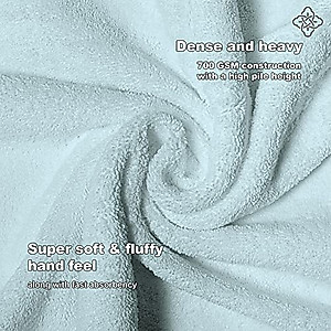 BIOWEAVES 100% Organic Cotton 700 GSM Plush 6-Piece Towel Set GOTS Certified, 2 Bath Towels, 2 Hand Towels & 2 Washcloths - Seafoam