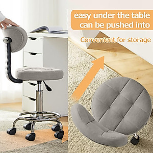 HDHNBA Modern Office Desk Chair Rolling Stool Computer Chair with Low Back Height Adjustable Work Home Salon Drafting Swivel Task Chair with Footrest