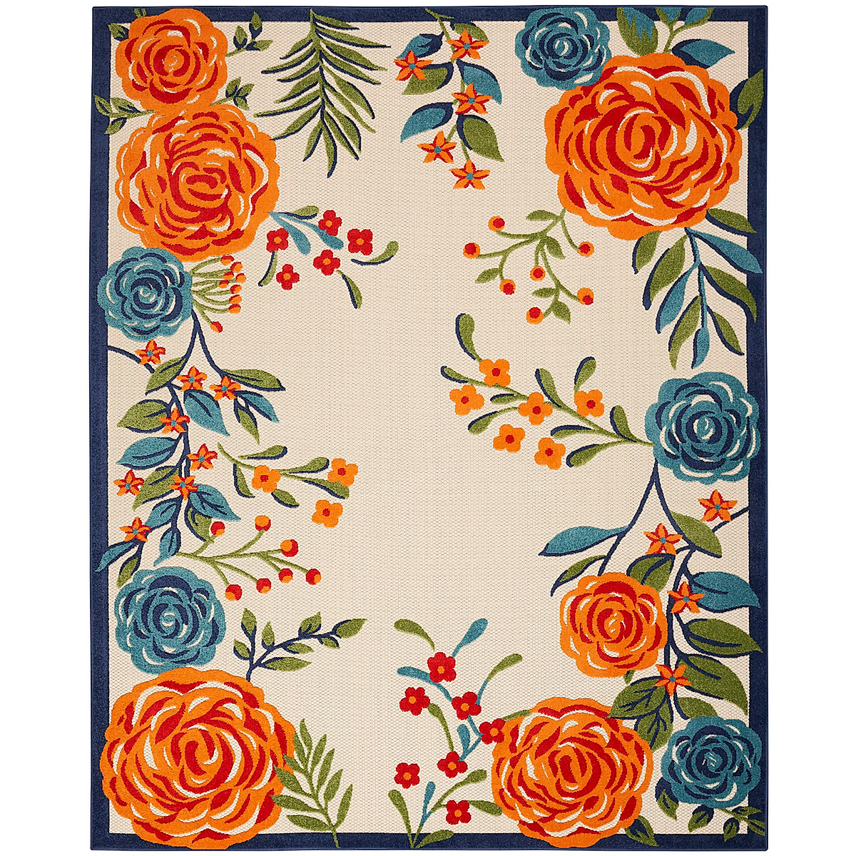 Nourison Aloha Indoor-Outdoor Modern Multicolor 3'6" x 5'6" Area Rug, Easy Cleaning, Non Shedding, Bed Room, Living Room, Dining Room, Kitchen (4x6)