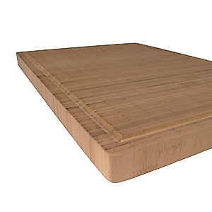 BambooMN Premium Bamboo End Grain Kitchen Cutting Board with Juice Grooves - 16.9" x 11.75" x 1" - 1 Piece