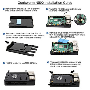 Geekworm for Raspberry Pi 4 Case, CNC Ultra-Thin Aluminum Alloy Metal Passive Cooling Case, Raspberry Pi 4 Heatsink Case Compatible with Raspberry Pi 4 Model B Only (N300)