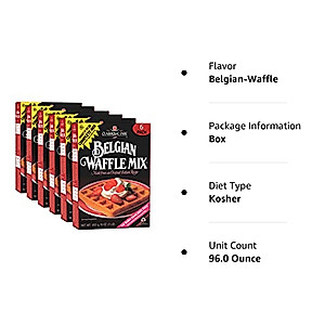 Classique Fare Belgian Waffle Mix - Makes Light and Crisp Waffles, Pancakes, Muffins & Crepes - Works with Waffle Maker - Fast and Fresh Breakfast Foods - 1 Pound (Pack of 6)