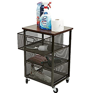 Mind Reader Rolling Storage Cart with 3 Drawers, File Storage Cart, Utility Cart, Office Cart Drawer Storage, Bathroom Storage