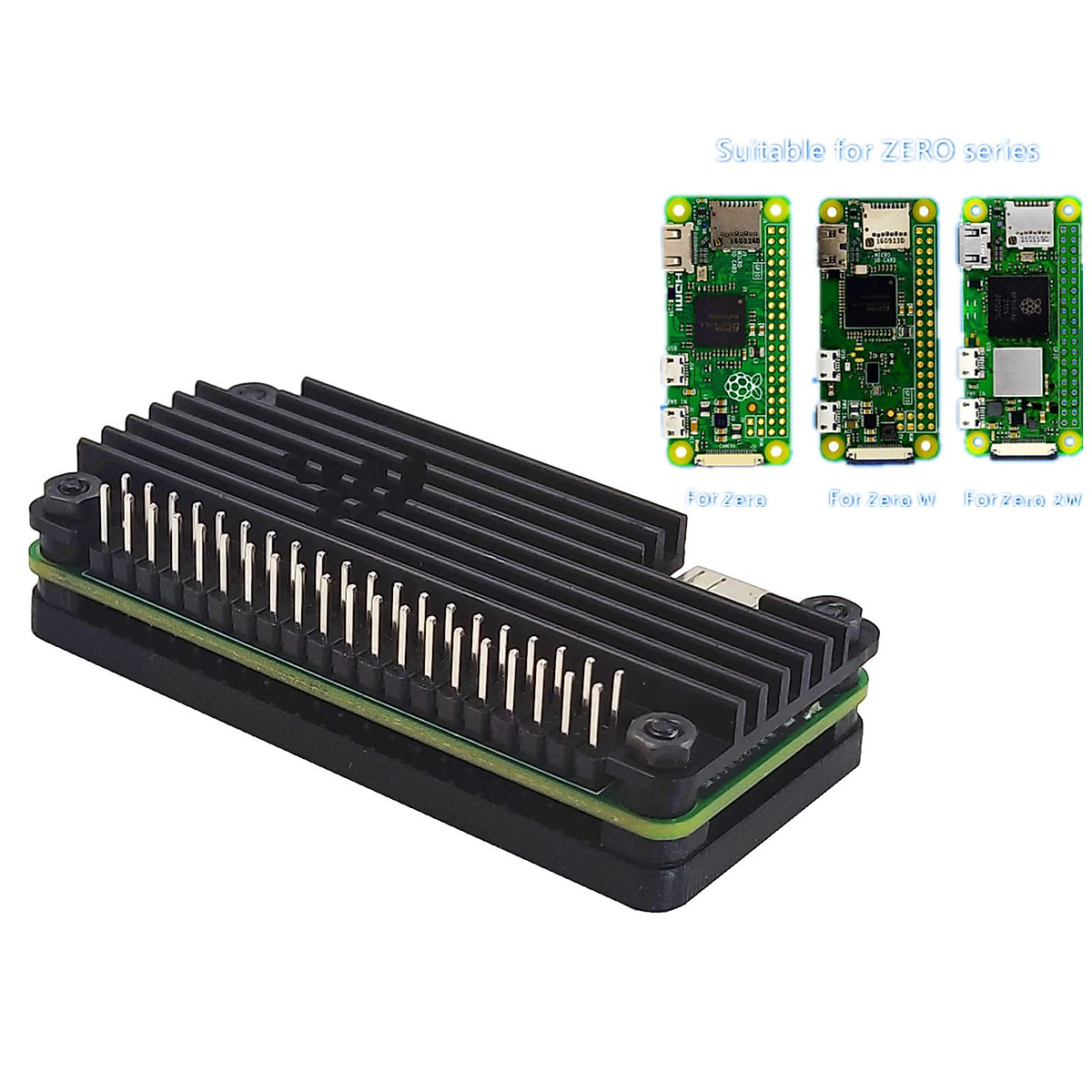 WEIYIXING Raspberry Pi Zero Heatsink Case, Raspberry Pi Zero 2 Aluminum Passive Case with Pin Header for Raspberry Pi Zero 2W