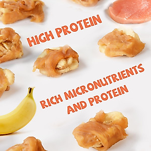 Pawmate Chicken Wrapped Banana Slices Dog Treats Small Dogs, Healthy Rawhide-Free Low Fat Soft Training Snacks Chews with Taurine