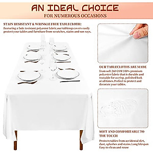 Showgeous 4 Pack White Tablecloth 60 x 102 Inch, Rectangle Table Cloth for 6 Foot Table, Wrinkle Resistant Washable Polyester Table Cover for Wedding Dining Table Buffet Parties and Camping