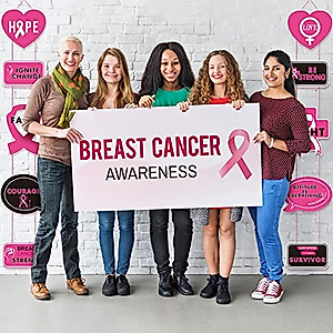 10 Pcs Breast Cancer Awareness Banner Porch Sign Breast Cancer Yard Signs Wall Hanging Cancer Awareness Decorations Breast Cancer Backdrop Pink Ribbon Party Decorations for Outdoor Indoor Party Supply