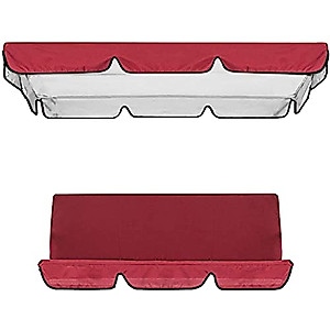 XYQSBY Patio Swing Canopy Set, 55.9 inches All Weather Protection Waterproof Top Cover, Swing Replacement Awning Canopy Covers for Swing Chair Outdoor Garden Furniture (Two-Seater Red)