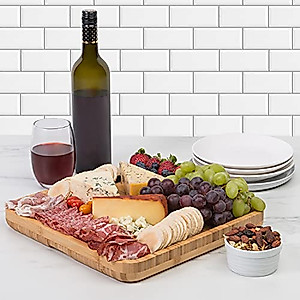 Noble Nest Bamboo Cheese Board and Knife Set with Drawer, Slate Labels, Marker & Travel Bag - Charcuterie Board Cheese Platter Great Gifts for Wine Lovers, Bridal Shower, Wedding