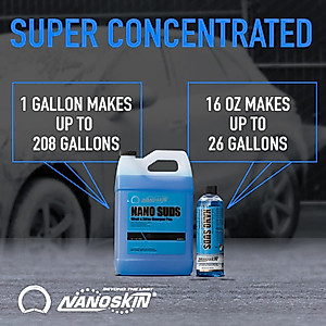 Nanoskin NANO SUDS Foaming Car Wash Shampoo 5 Gallons - Works with Foam Cannon, Foam Gun, Bucket Washes, Car Soap for Pressure Washer | Safe for Cars Trucks, Motorcycles, RVs & More | Fruity Scented, 640 Fl Oz (Pack of 1), Blue