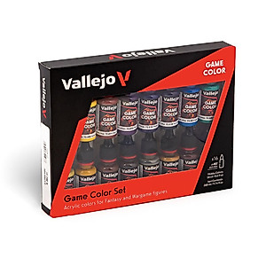 Vallejo Acrylicos Game Color Advanced Set, Model Color Paint Set, 1/2 Fl. Oz. Bottles, 16 Colors