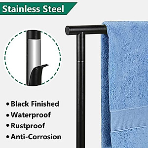 Hand Towel Holder Stand, DECLUTTR Stainless Steel Towel Rack for Bathroom Countertop, Black Free Standing Hand Towel Rack