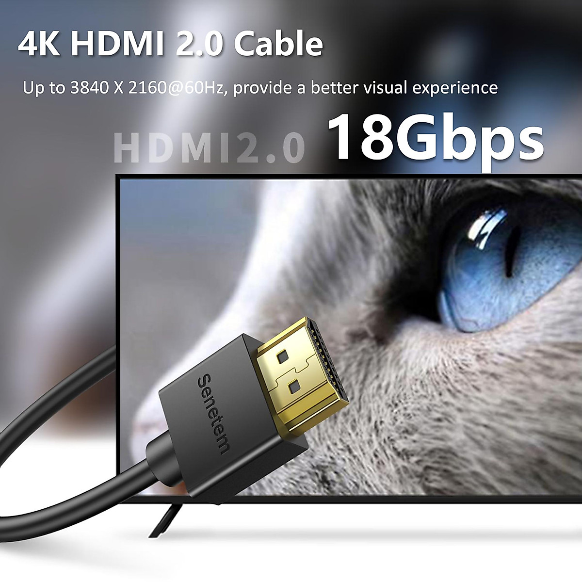 4K Slim HDMI Cable 1.6 ft, High Speed (4K@60Hz, 18Gbps), HDMI 2.0 Cord, Thin HDMI Cable, Low-Profile Gold-Plated Connectors - 4K, 2K, HDR, ARC, 3D, for Gaming Monitor, TV, X-Box, PS5/4/3 (1.6 Feet)