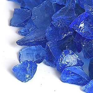 High Luster Reflective Fire Glass Gravel,Fire Gems,Fire Drops,Fire Glass Pebbles Stones Beads Chips for Fire Pit Fish Tank Aquarium Garden,1-2cm,540g/1.19lb (Light Blue)