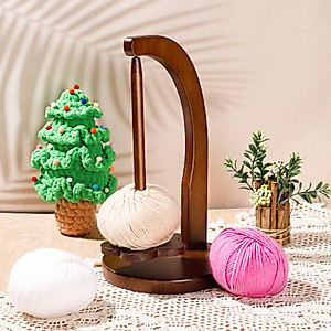 HanaWood Yarn Holder for Knitting and Crocheting,Crochet Gift for Knitting Lovers,Wooden Yarn Spinner for Crocheting，yarn ball holder for knitting