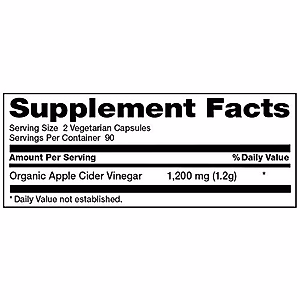 Nature's Truth Apple Cider Vinegar 1200 mg, 180 Capsules