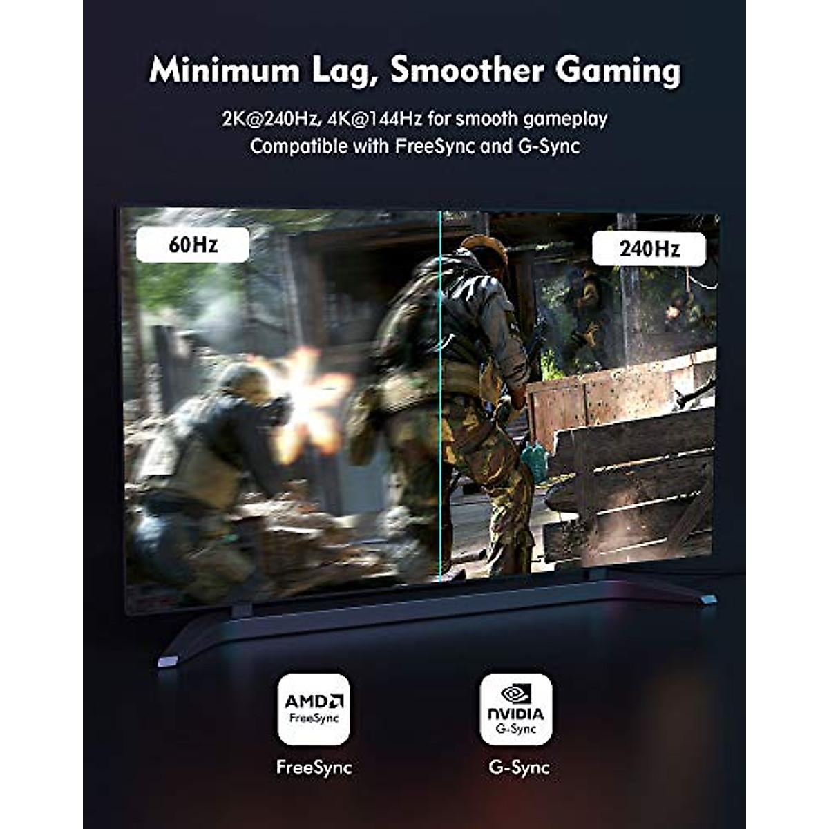 Silkland [VESA Certified 8K DisplayPort Cable 1.4 240Hz, DP Cable [8K@60Hz, 4K@144Hz, 2K@240Hz 165Hz], Braided High Speed Display Port Cord, Compatible for Laptop FreeSync G-Sync Gaming Monitor 6.6FT