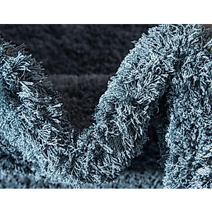 Unique Loom Studio Solid Shag Collection Urban Modern Super Soft & Plush Area Rug, 5 ft x 8 ft, Slate Blue