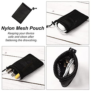 uxcell 3 Pcs Black Pouches, Drawstring Storage Bag, Thick Nylon Mesh Pouch Small Storage Bag
