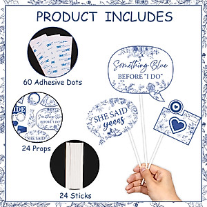 kreat4joy Something Blue Before i Do Bridal Shower Decorations, 24pcs Something Blue Bridal Shower Photo Booth Props for Woman Girl Bridal Shower Bachelorette Wedding Engagement Party