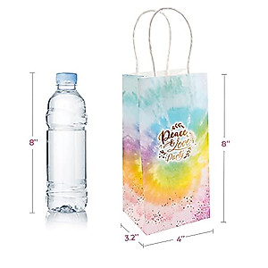 Joyful Toys Tie Dye Party Bags Pack of 16 - Goodie Gift Bags with Handle for Candy Favors & Treats | Ideal for 70s Pastel Tie Dye Hippie Party Decorations & Party Supplies