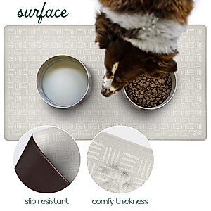 CROXTON & CO. Ultra-Durable, Large Waterproof Dog Food Mat - Stainproof, Washable Faux Leather Placemat for Food & Water Bowls | Non-Slip, Easy to Clean | Size: 16.5” x 28”