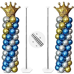 YALLOVE Balloon Column Stand Set of 2, 7 Feet Height Adjustable Balloon Tower Pillar with Reusable Metal Telescopic Design for Birthday, Wedding, Baby Shower, Graduation Party Decoration
