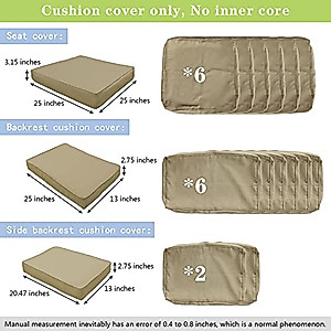 FKSLIFE Patio Cushion Covers Replacement,Outdoor Patio Cushion Covers Replacement Waterproof (25×25×3.15 inches, Brown)