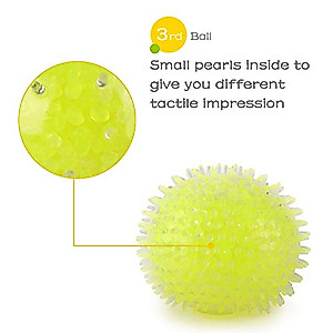 Fansteck Stress Balls for Kids and Adults, Luminous Squeeze Ball/Led Light Squishy Ball/Stretchy Ball/Rainbow Stress Relief Ball, Non-Toxic Funny Fidget Toys for Anxiety Autism ADHD(5 pack)