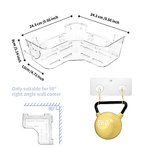 YEUIKERR 2 Pack Corner Shower Caddy Shelf Acrylic Clear Bathroom Corner Shower Organizer with Hook, Adhesive Wall Mounted Plastic Corner Shower Shelves for Bathtub, Dorm, Kitchen, No Drilling