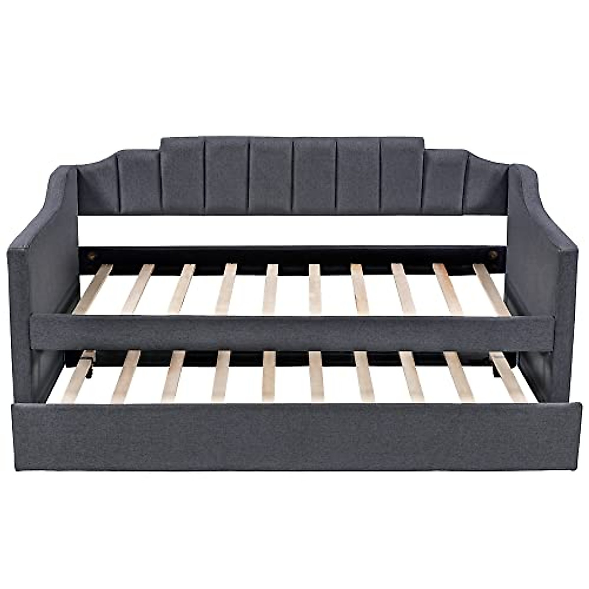 LCH Upholstered Double Sofa Bed on Casters, Double and Single Bed, Sofa Bed on Casters, Removable, can be Placed in The Living Room, No Springs Required, Space Saving Design, Black