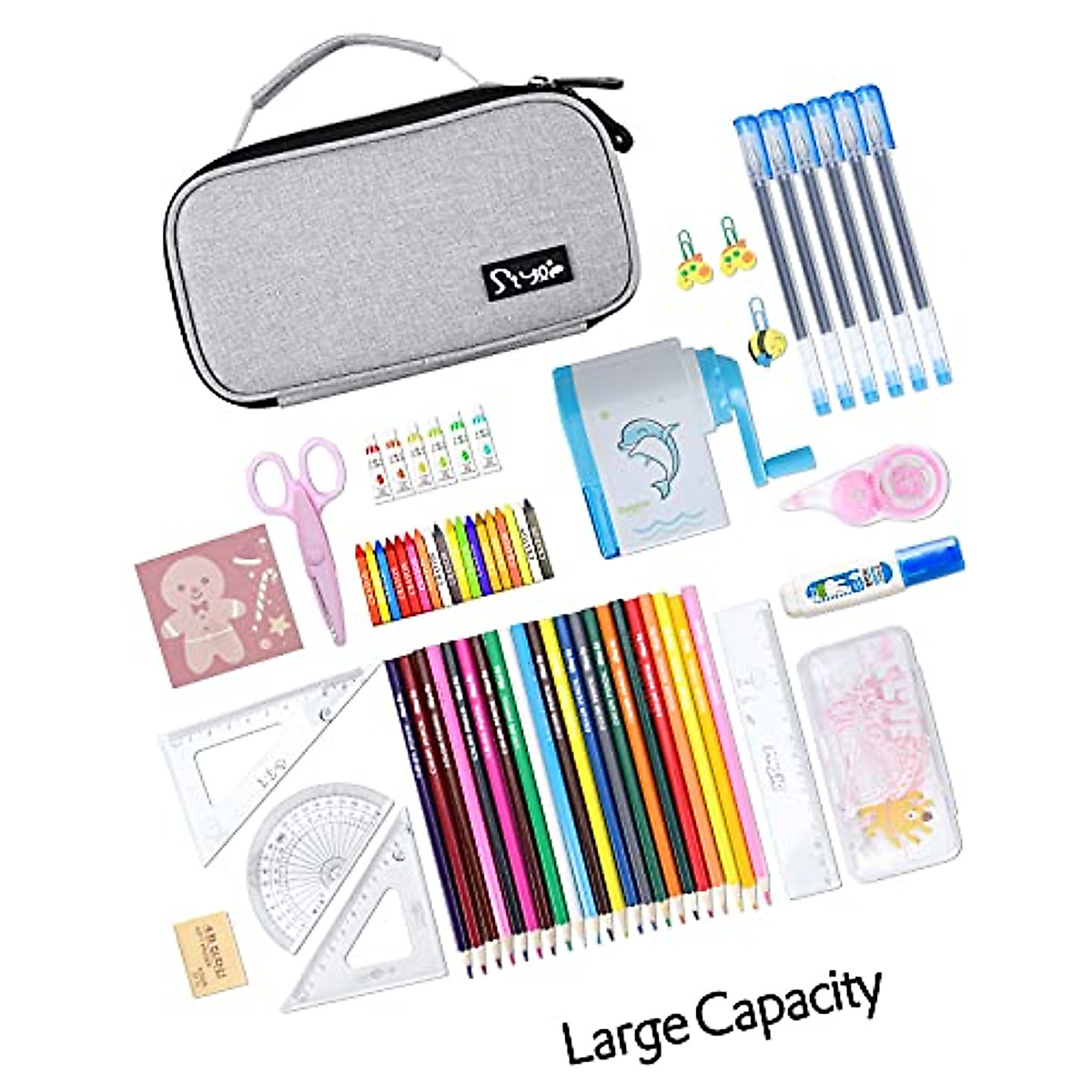 Kalokey Pencil Case Large Capacity with Double Zippers, Multipurpose Stationery Bag Pen Pouch Marker Holder Organizer Tool Bag Makeup Bag, Portable for School Home College Office