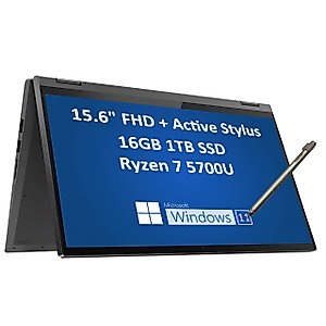 Lenovo 2022 IdeaPad Flex 5 15.6" 2-in-1 Touchscreen (AMD Ryzen 7 5700U, 16GB RAM, 1TB PCIe SSD, Webcam, Active Stylus), FHD Home&Business Laptop, 8-Core CPU Beats i7-1165G7, IST Pen, Windows 11 Home