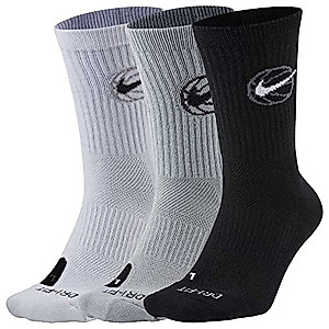 Nike Crew Everyday Bball 3-Pair Pack (Big Kid/Adult) Multicolor 1 LG (US Men's Shoe 8-12, Women's Shoe 10-13)