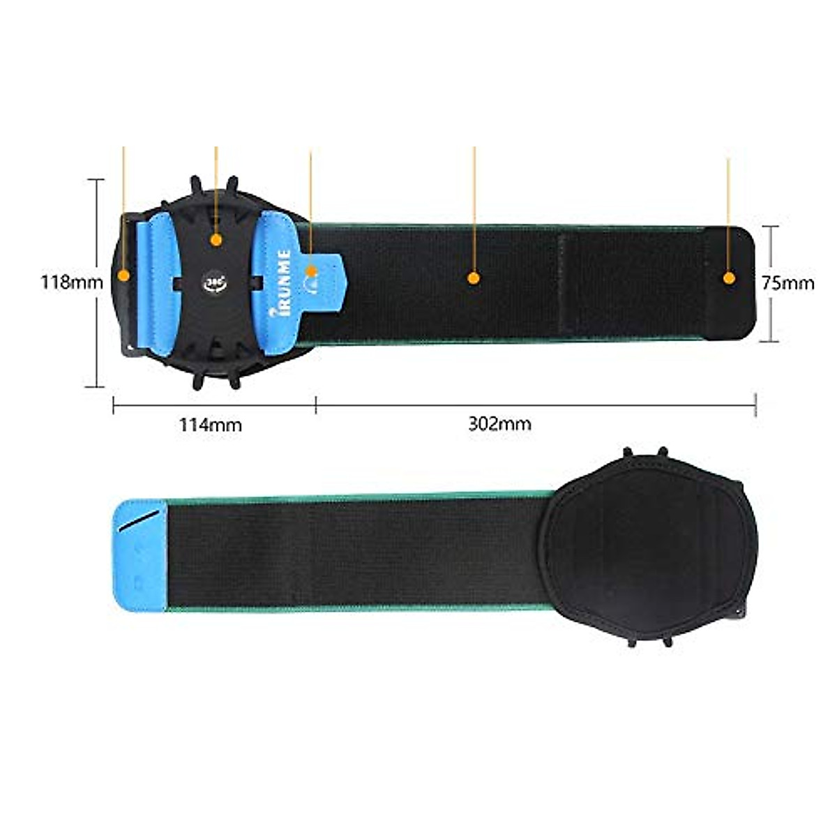 360 Running Armband Phone Holder for Samsung Galaxy Note 20 Ultra, S20 S21 Ultra, S20+ S21 Plus, Note 10 Lite 10 Plus 9, S10 Lite Plus, A11 A21 A51 A71 A10S A20S A21S LG Stylo 6 V60 K51 Velvet (Black)