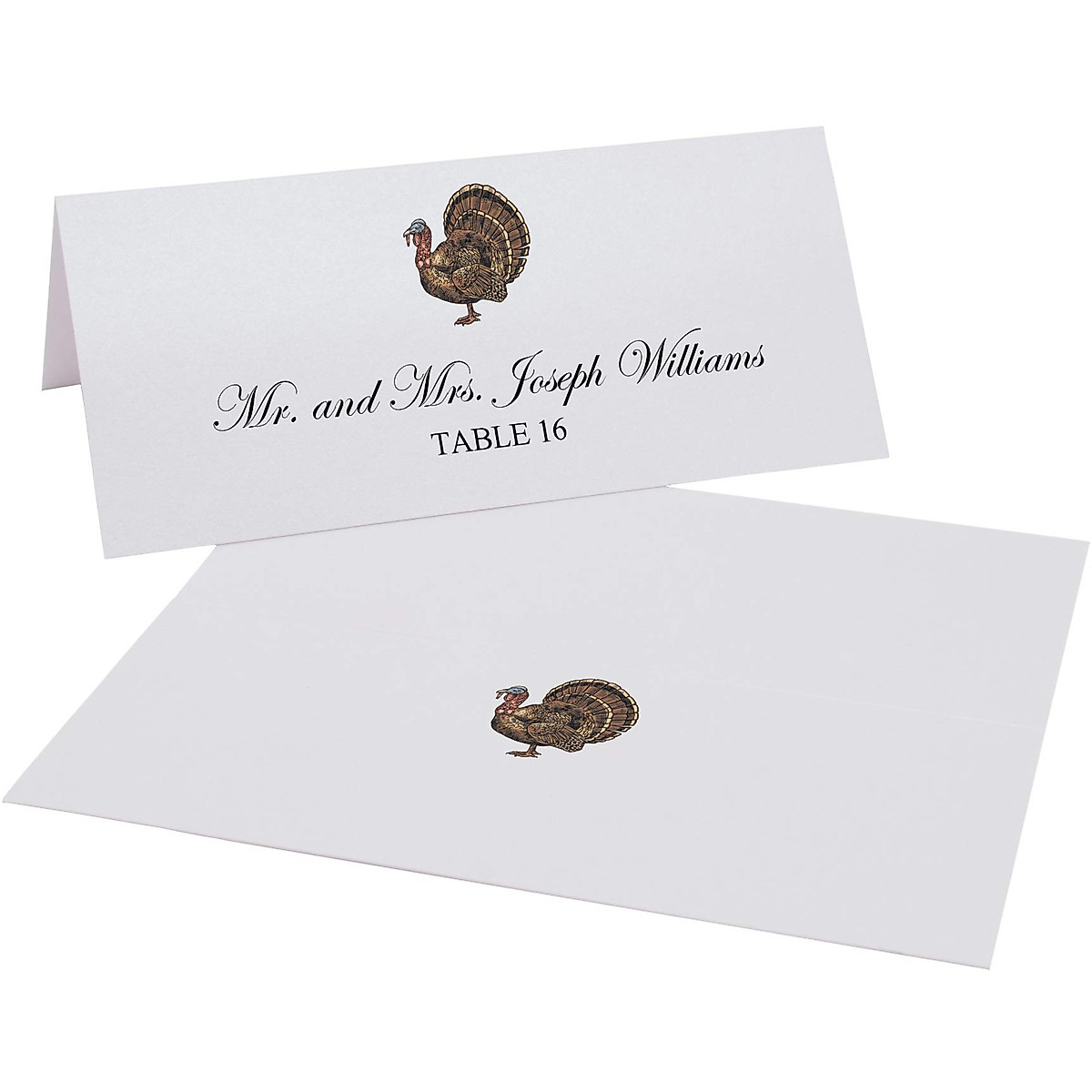 Thanksgiving Turkey Printable Place Cards, Set of 60 (10 Sheets), Laser & Inkjet Printers - Wedding, Party, Dinner, and Special Events - Made in the USA