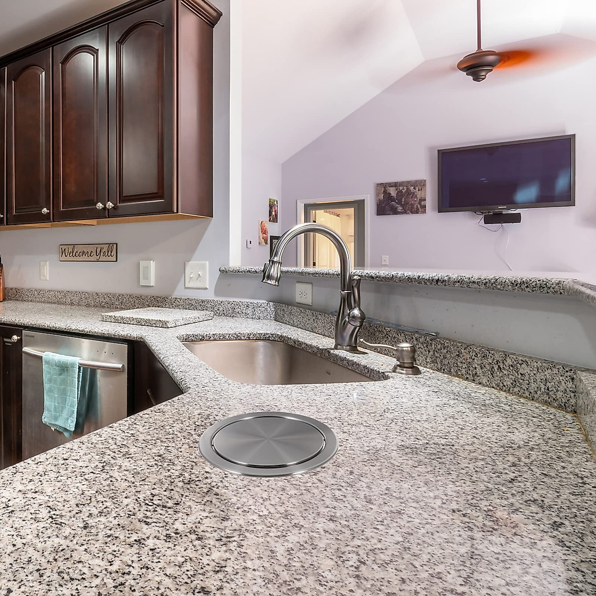 Angoily Trash Compactor, 18-20cm, Stainless Steel, Open-Top, Silver