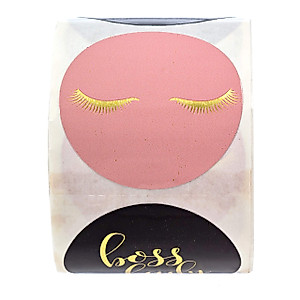 Boss Lady Eyelash Stickers / 250 Small Business Stickers/Beauty Business 1.5" Labels/Make Up Business Gold Foil Envelope Seals/Made in The USA