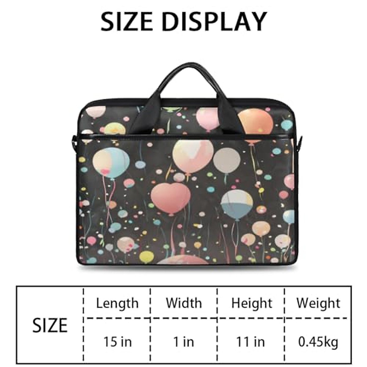 Balloons Laptop Computer Bag Waterproof Shoulder Messenger Bag 13-15 inch Durable Laptop Tote Bag with Shoulder Strap Handle Lightweight Crossbody Briefcase