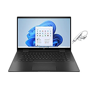 2022 Newest HP Envy X360 2-in-1 15.6" FHD IPS Touch-Screen Laptop | AMD Ryzen 5 5625U (Beat i7-1165G7) | 32GB RAM | 1TG SSD | Backlit Keyboard | Windows 11 Home | with USB3.0 HUB Bundle
