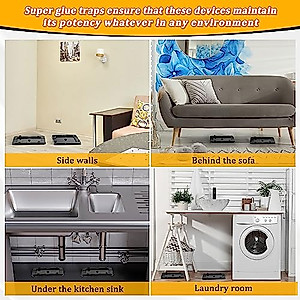 Qualirey 12 Pack Mouse and Insect Glue Traps, Strong Sticky Pre Baited Trays with Non Toxic Glue for Mice, Small Rats, Flies, Cockroaches and Other Bugs, Ready to Use Indoor, Safe to Children