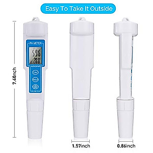 PH Meter Water Tester Digital Aquarium LCD Pen Monitor PH 0.0-14.0 PH with ATC, Control of Quality Water and ph, Swimming Pools, Household Drinking and Aquarium Water
