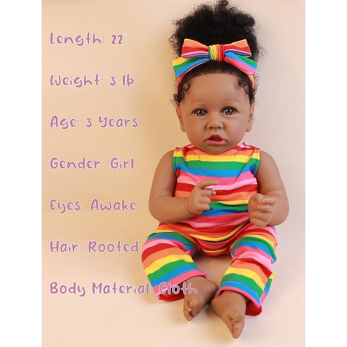 HOOMAI Lifelike Reborn Baby Dolls with Soft Body African American Realistic Girl Doll 22.8 Inch Best Birthday Gift Set