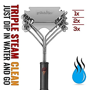 Grillaholics Grill Brush Bristle Free - Safe Grill Cleaning with No Wire Bristles - Professional Heavy Duty Stainless Steel Coils and Scraper - Lifetime Manufacturers Warranty