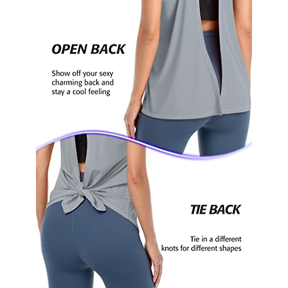 ATTRACO Women Workout Top Loose Fit Athletic Yoga Tank Sports Tank Tops Gym Top Grey XL