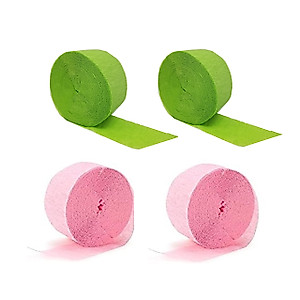 K-Kraft USA-Made Hanging Decorative Crepe Paper Streamers for Birthday, Party, Holiday, School, Wedding, Shower, or Graduation (Pink and Green)
