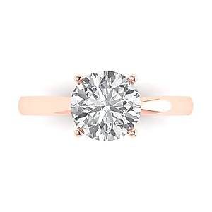 Clara Pucci 2.0 ct Round Cut Solitaire Moissanite Engagement Wedding Bridal Promise Anniversary Ring in 18K Rose Gold Size 8.75