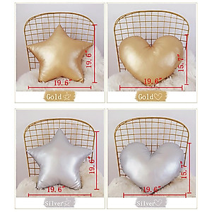 Lioong Metallic Star Pillows for Girls Kids Bedroom Playroom,Silver Leather Throw Decorative Pillow Floor Cushion Stuffed Plush Sofa Chairs Decoration