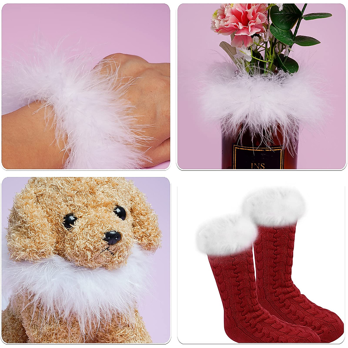 Dxhycc 2 Yards Marabou Feather Boa for Crafts Wedding Party Halloween Costume Christmas Tree Decoration 20 Grams, White