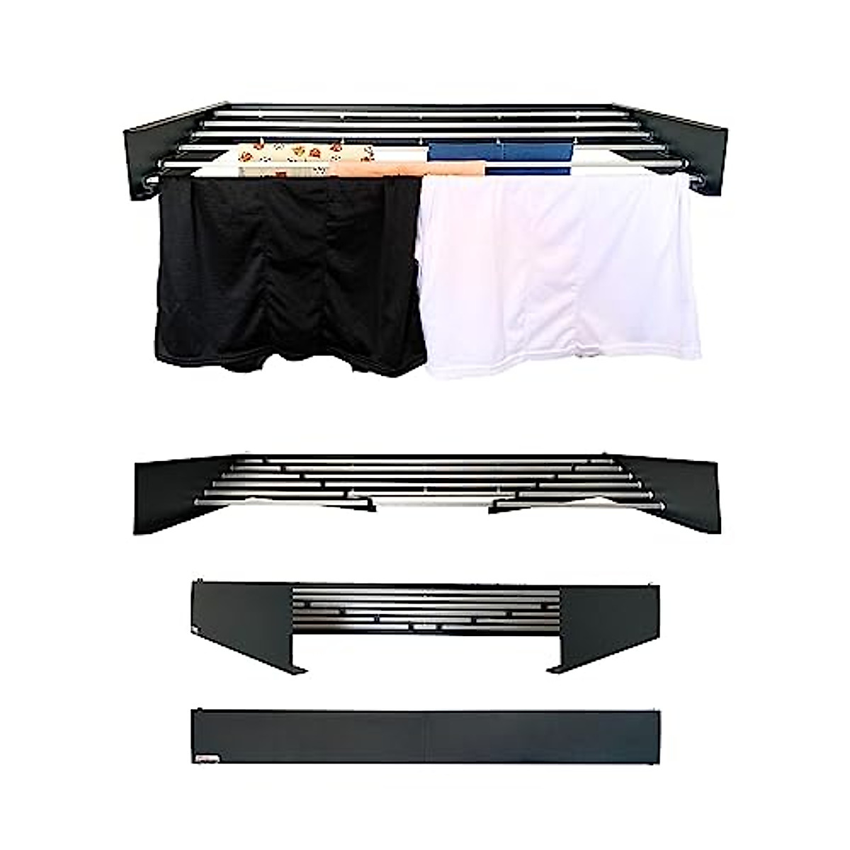 LEBENSART Laundry Drying Rack, Stainless Steel Collapsible Wall Mounted Space Saving Clothes Drying Rack, Indoor and Outdoor Foldable Drying Rack, 60lbs-20 Ft Drying Capacity, 40" (Anthracite Gray)